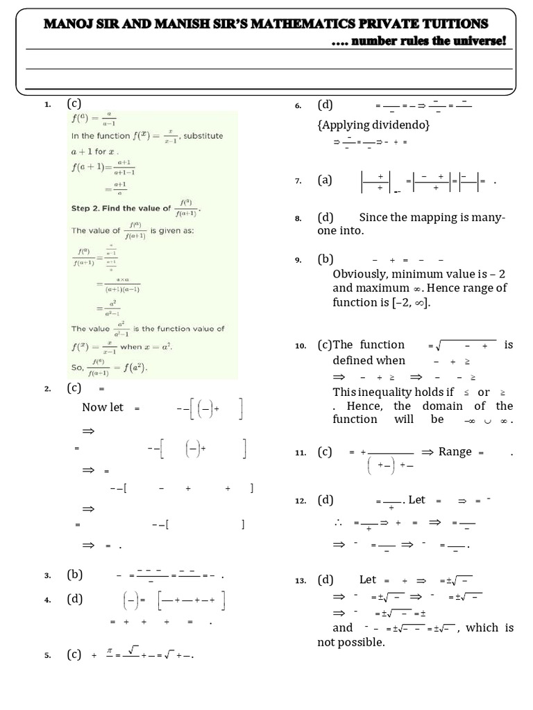 11th_Weekly_Functions Text Book Test_ 21-10-2024 Sol | PDF | Function ...