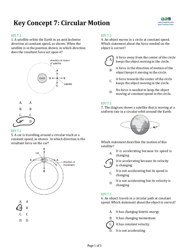 Key Concept 7- Circular Motion-QP | PDF | Force | Acceleration