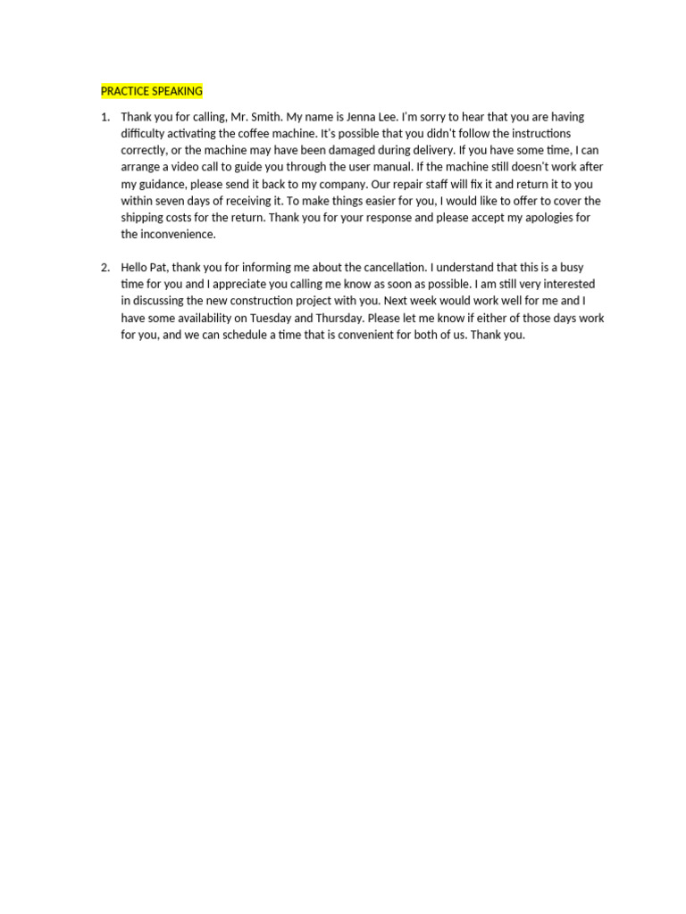 PRACTICE SPEAKING | PDF