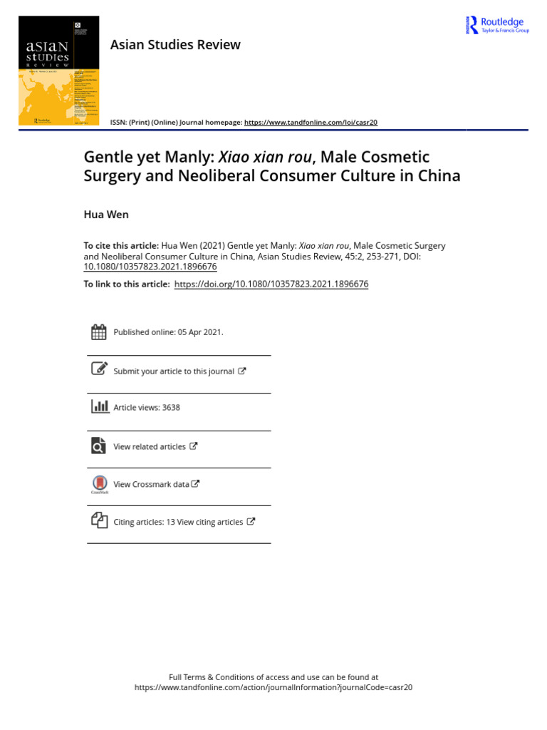 Gentle Yet Manly Xiao Xian Rou Male Cosmetic Surgery and Neoliberal ...