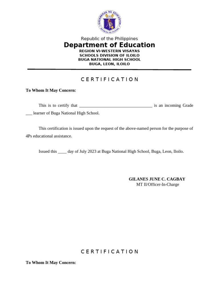 Certification for Students | PDF
