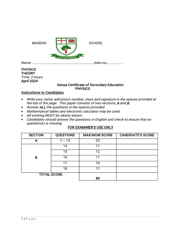 Form 2 Physics Assignment | PDF | Density | Mirror