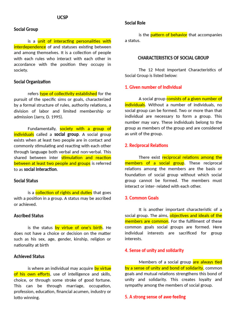 UCSP Finals | PDF | Socialization | Social Group