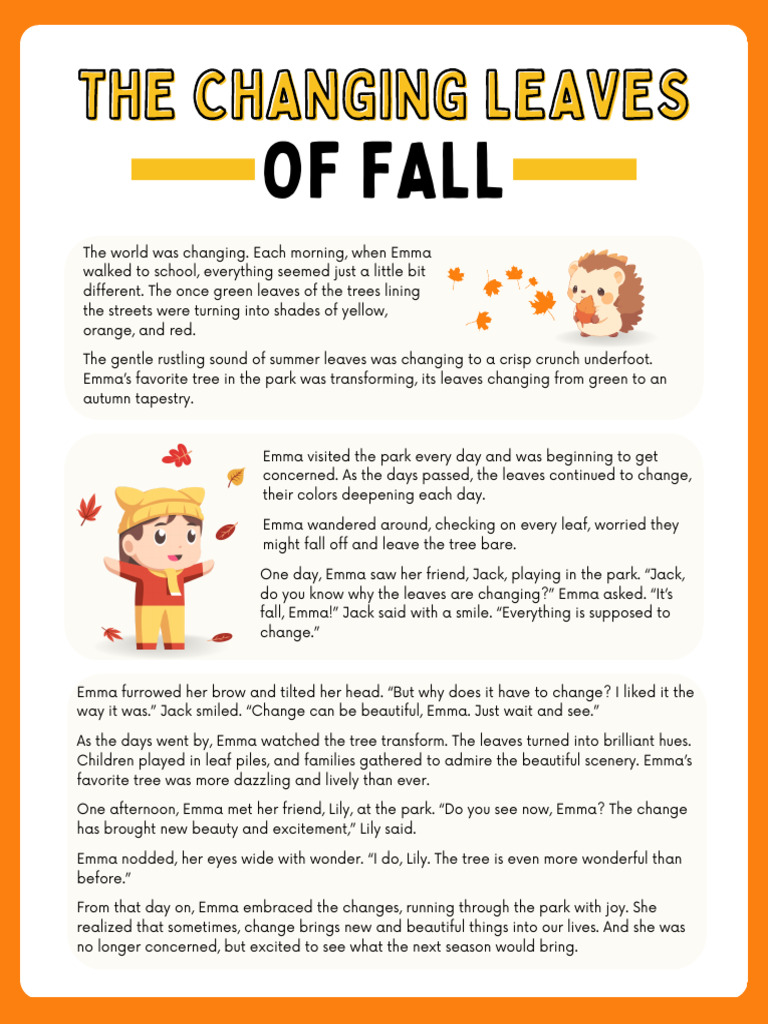 Fall Leaves Reading Comprehension Worksheet | PDF Fall Leaves Reading Comprehension Worksheet | PDF