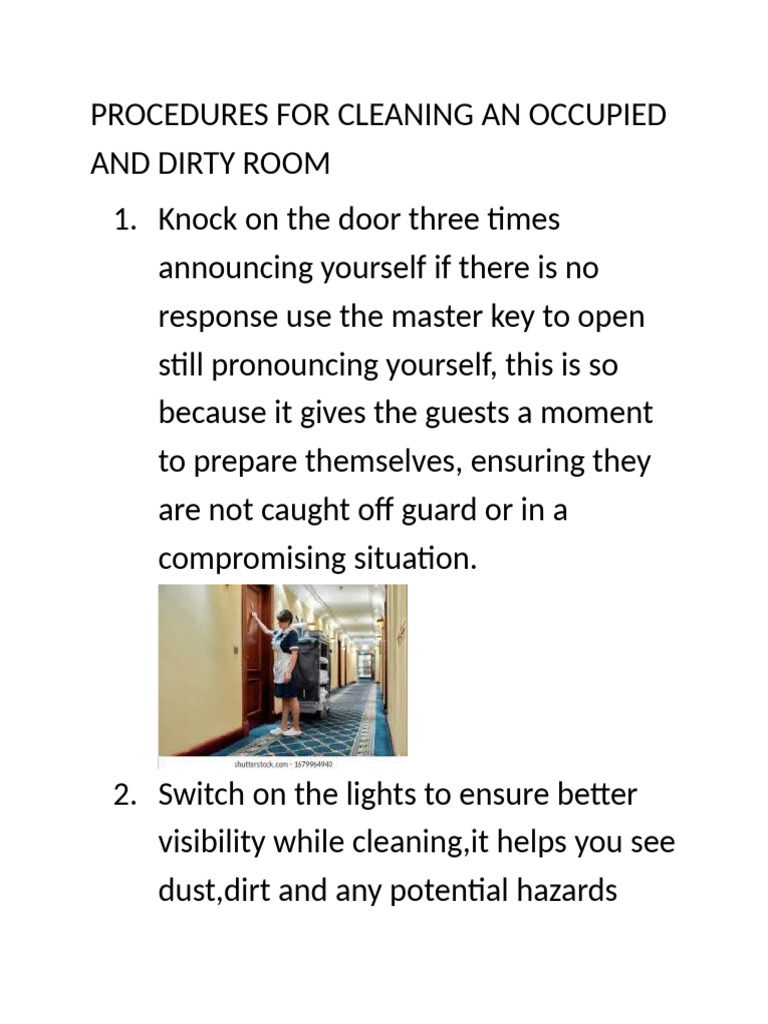 Tshego Procedures For Cleaning A Vacant Dirty Room | PDF