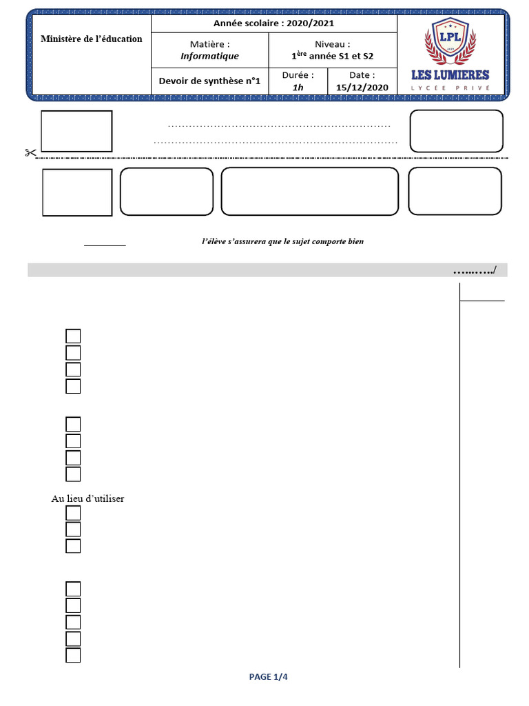 Devoir Informatique 1ère année Python | PDF | Python (Langage de programmation) | Logiciel
