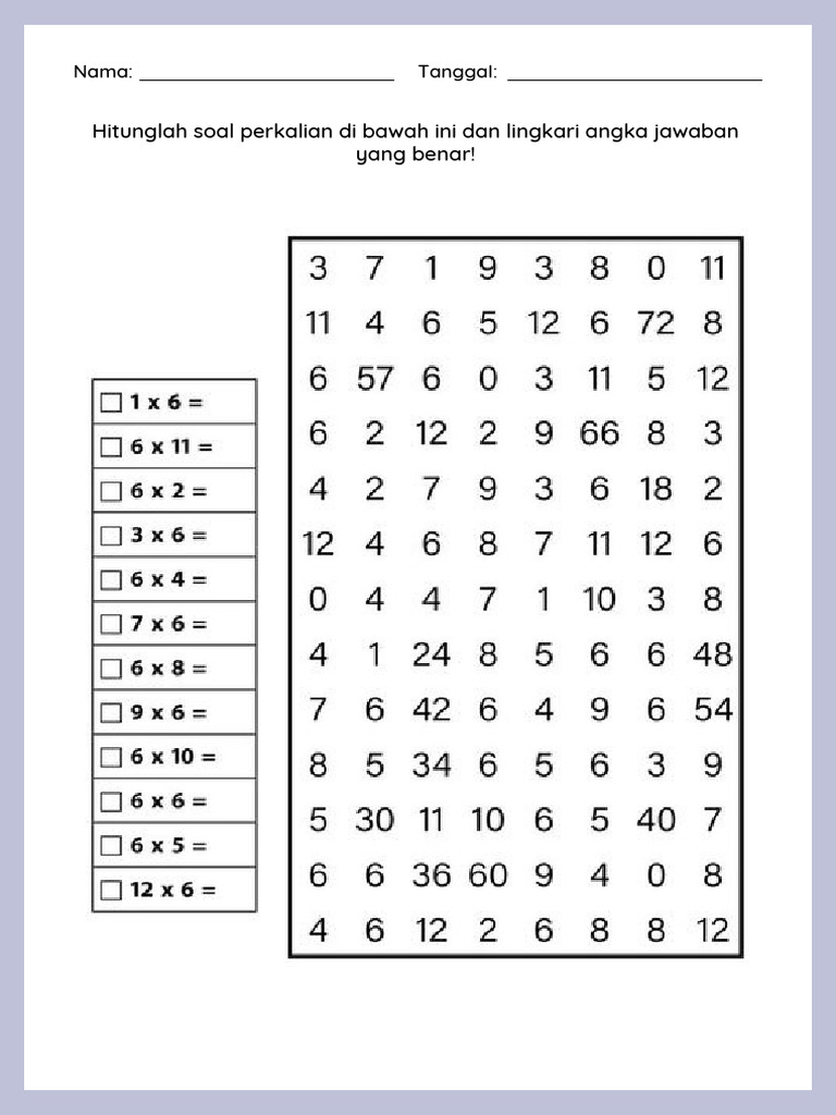 LKPD Matematika (Math) Level 6 | PDF