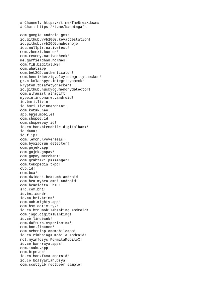 App Package Identifier List | PDF | Social Science