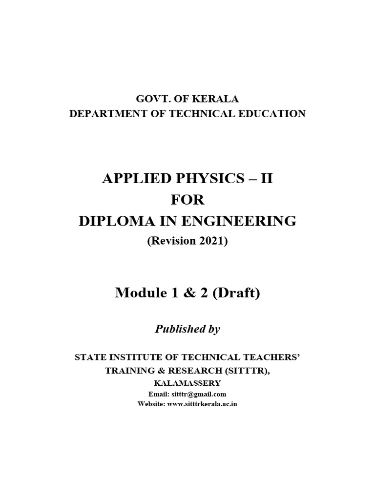 Applied Physics - II Book (Module 1 and 2 DRAFT) | PDF | Waves | Oscillation