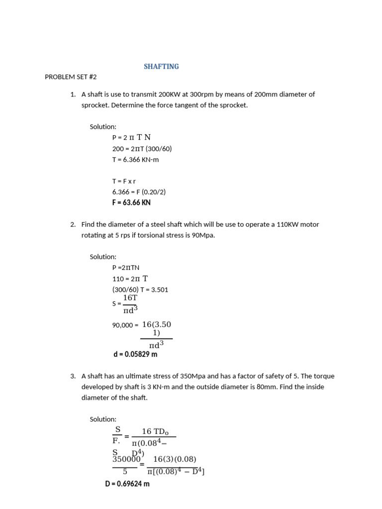 MD Solved Problems 1 | PDF | Belt (Mechanical) | Manufactured Goods