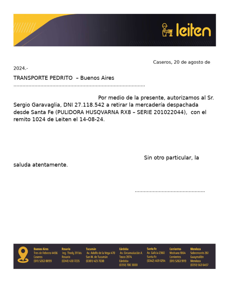 Hoja Membretada Leiten | PDF