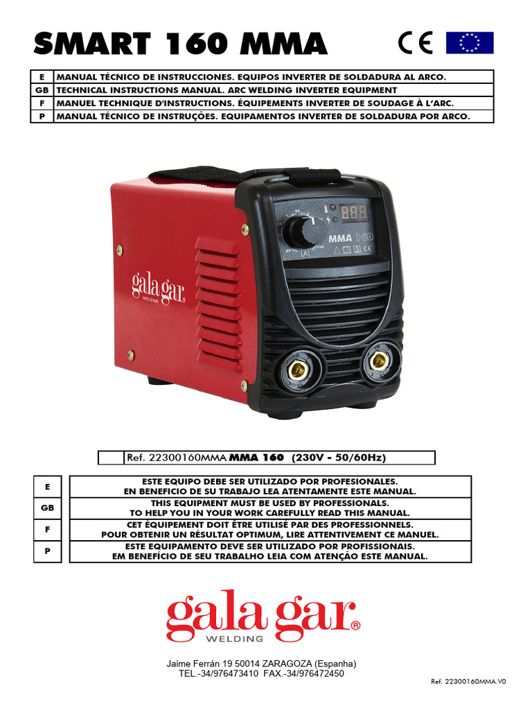 Manual Smart 160 MMA | PDF | Soldadura | Construcción