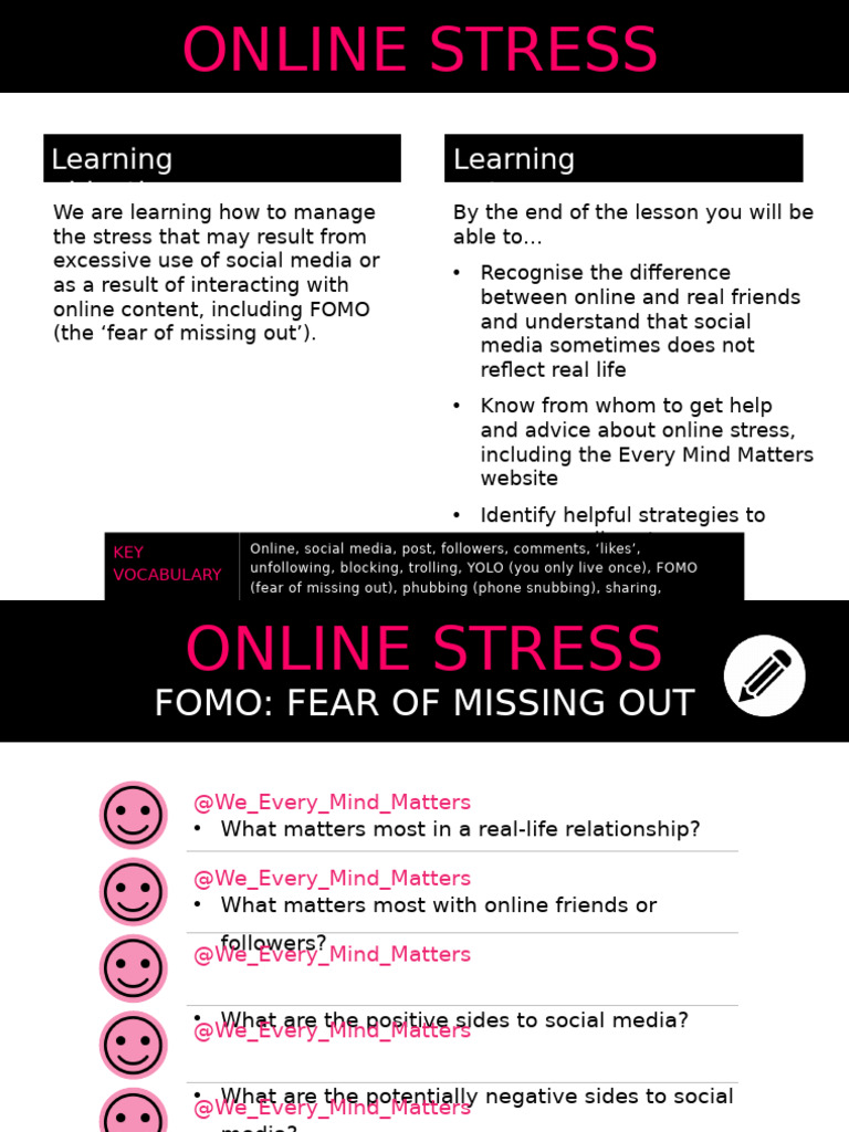 Managing Online Stress and FOMO | PDF | Stress (Biology) | Behavioural ...
