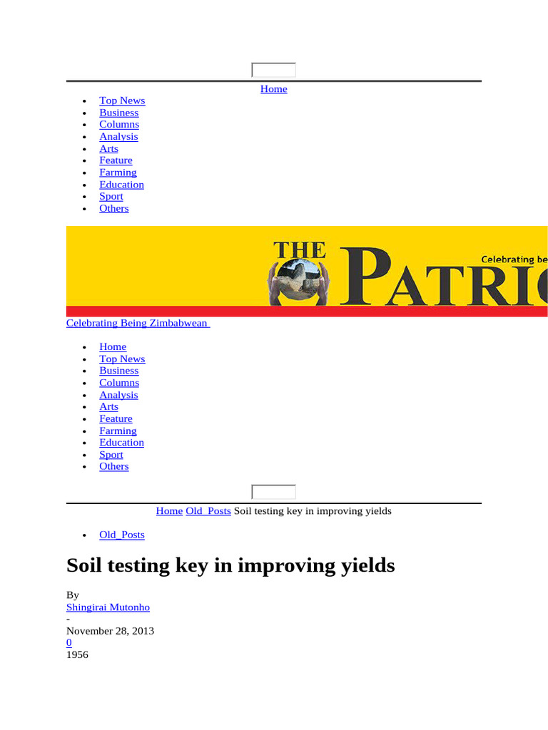 Soil Testing Key in Improving Yields | PDF | Soil | Agriculture Soil Testing Key in Improving Yields | PDF | Soil | Agriculture