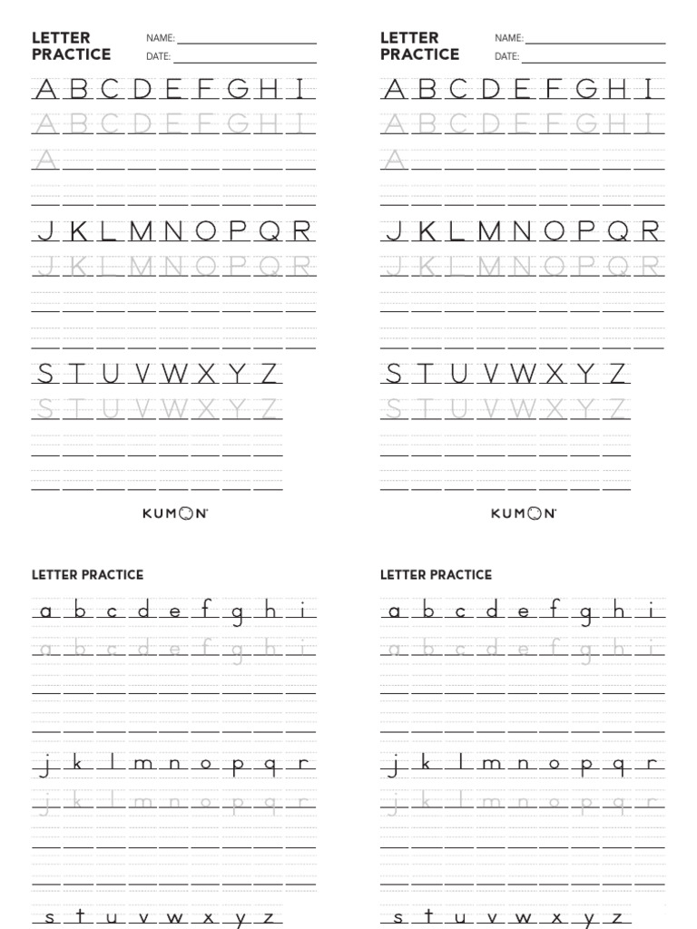 KUMON Letter Practice Sheets-2 Per Sheet - NEW | PDF