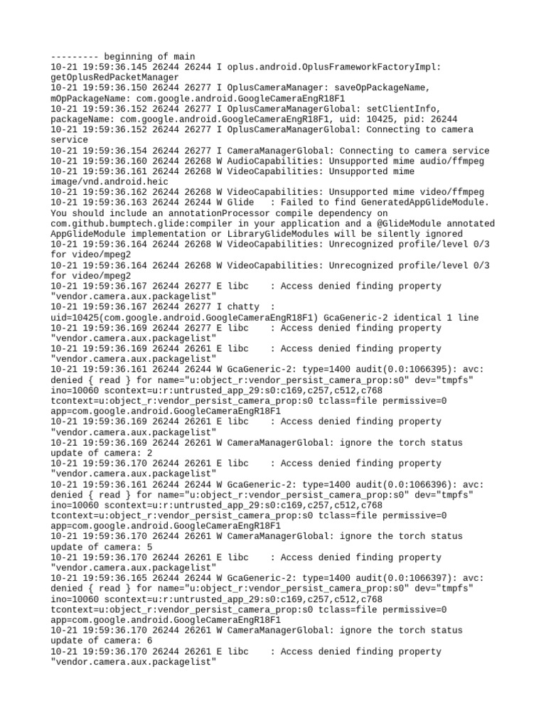 Camera Service Connection Logs | PDF | Computing | Software