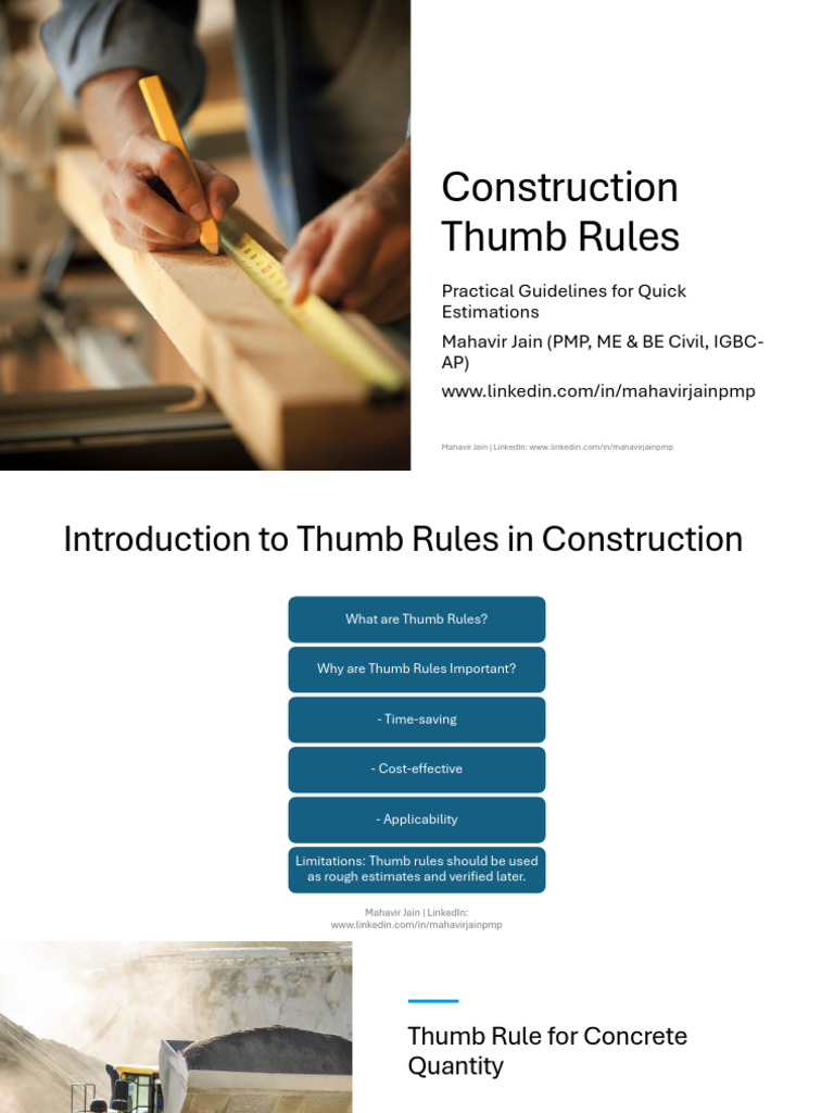 Construction Thumb Rule | PDF | Concrete | Brick