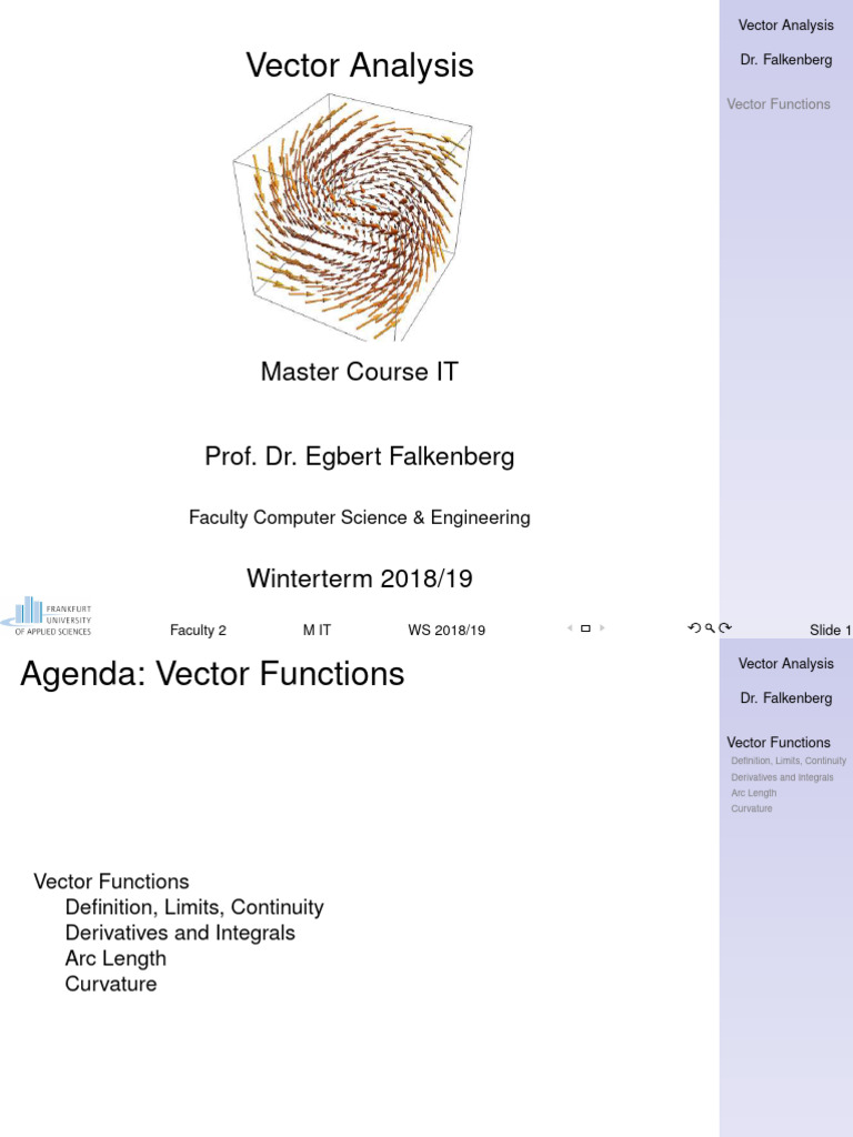 Vector Functions Handout | PDF | Curvature | Derivative