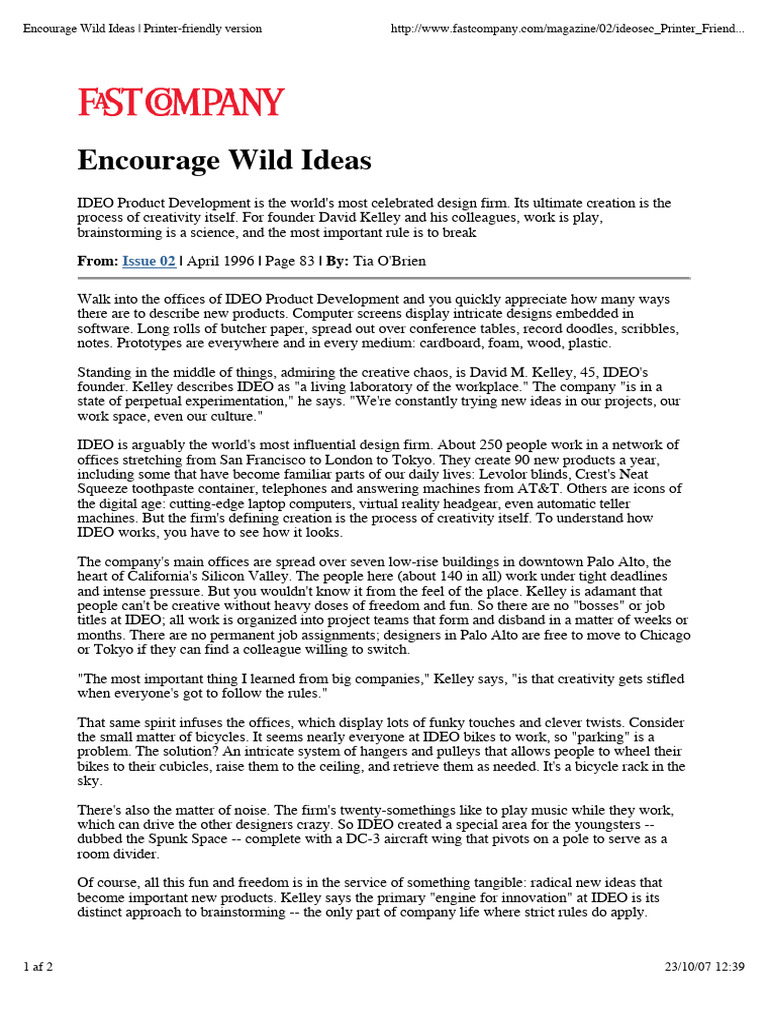 IDEO Encourage Wild Ideas | PDF | Brainstorming