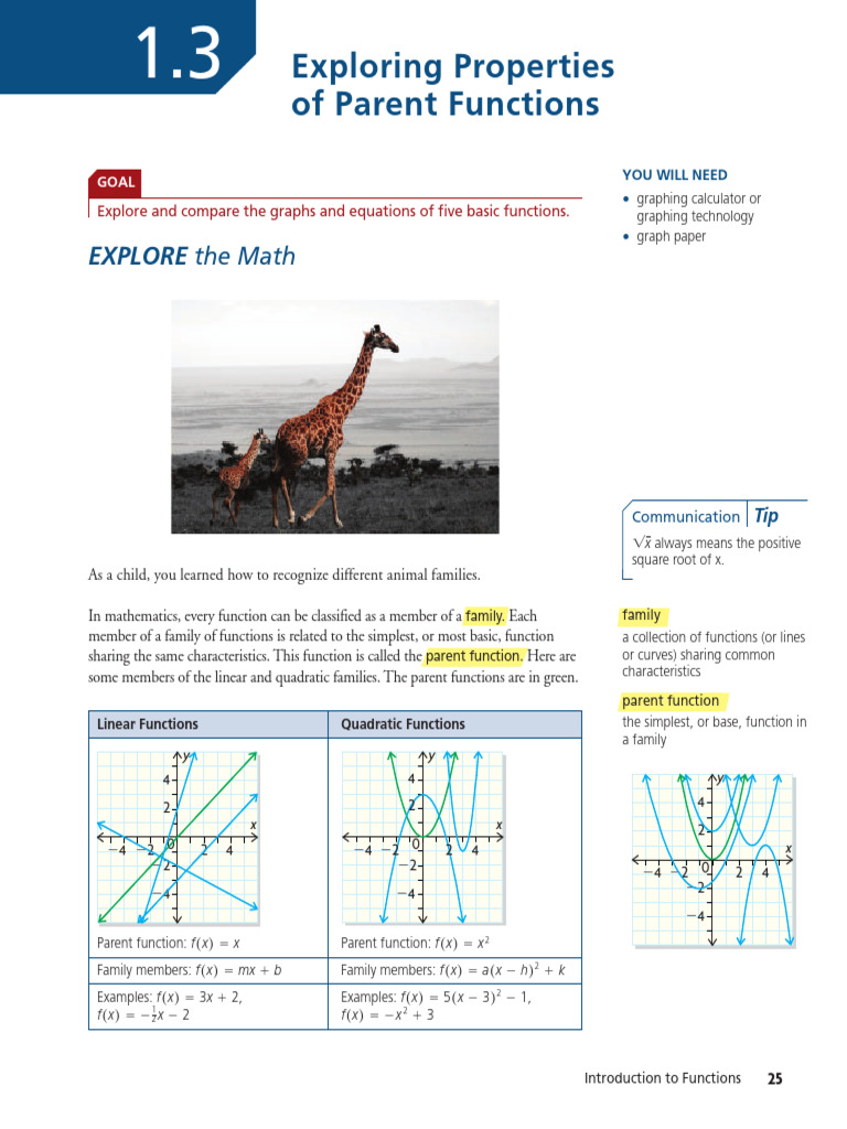 1.3 - Exploring Properties of Parent Functions | PDF | Function (Mathematics) | Asymptote
