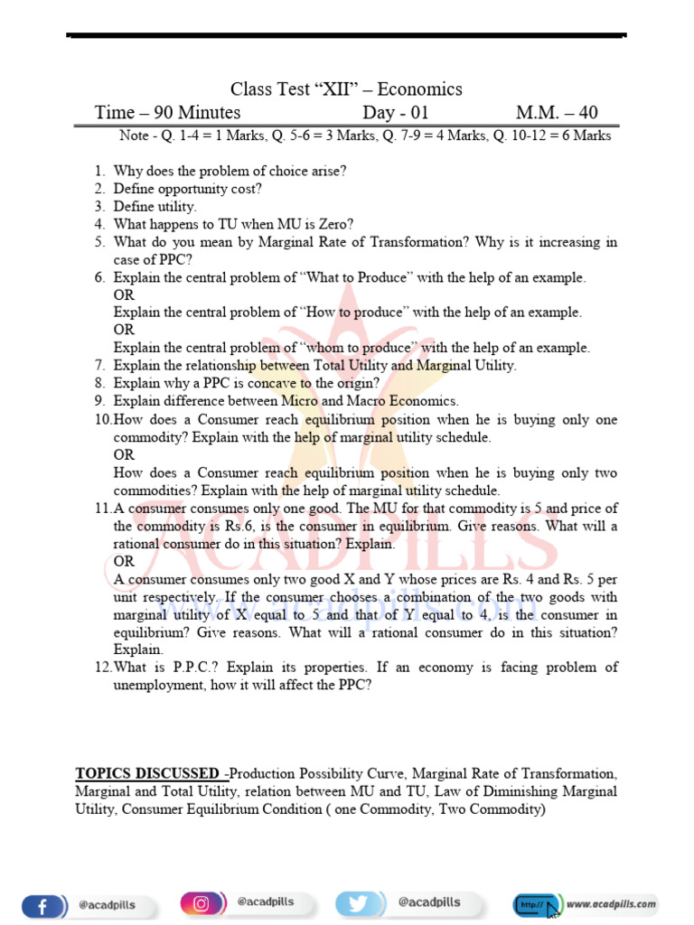 Economics Test Papers | PDF | Demand | Supply (Economics)