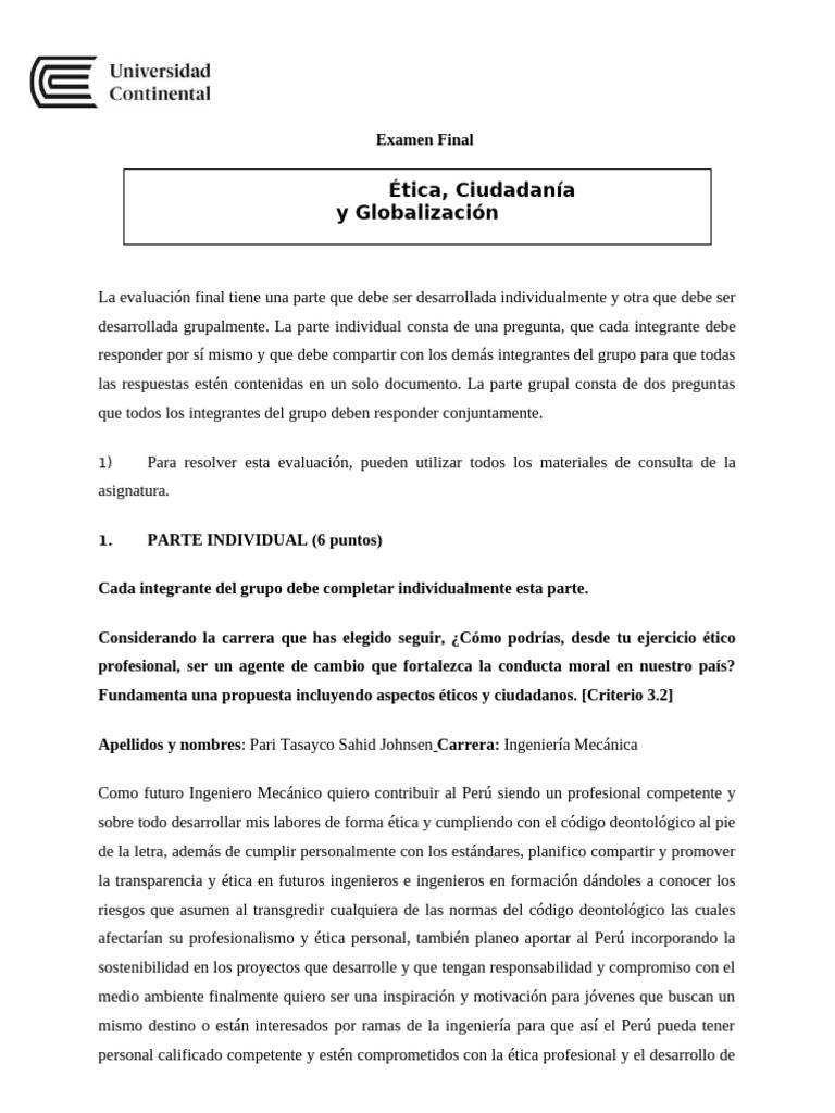 Consigna EVAL FINAL - ECG (1) ETICA NRC 17594. | PDF | Pobreza | Pobreza e indigencia