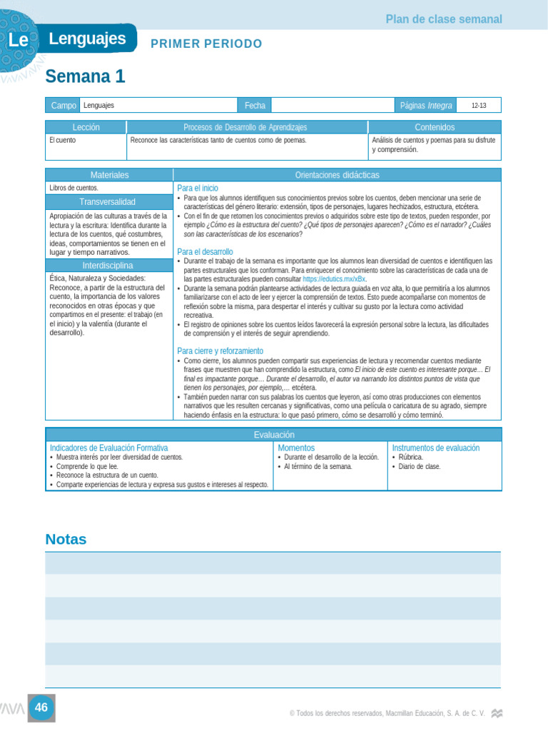 Plan de Clase: Cuentos y Poemas | PDF | Evaluación | Cuentos