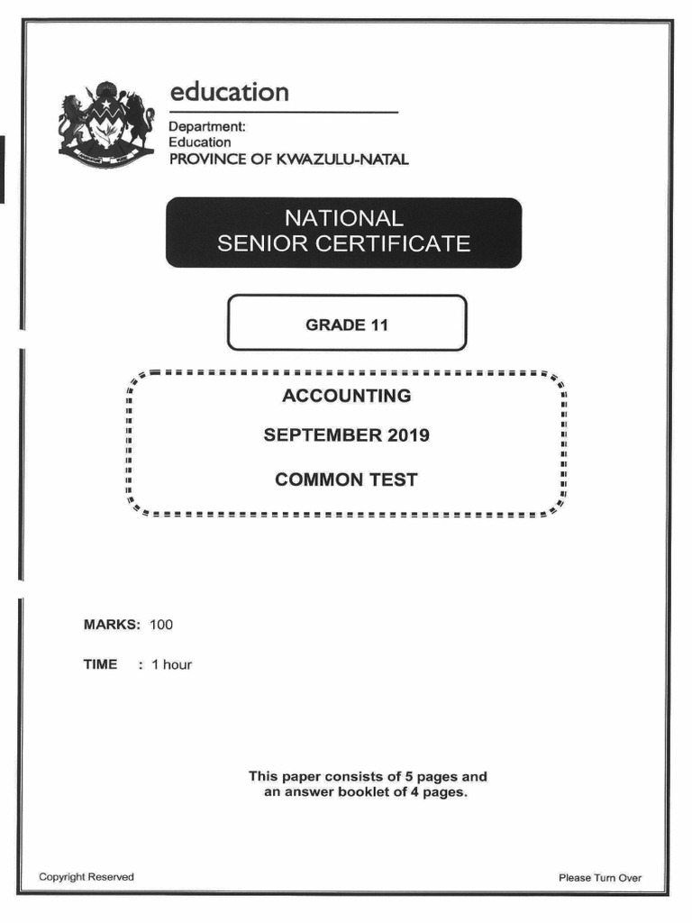 Acc Sept 2019 Gr11 QP and Memo | PDF | Inventory | Income Statement