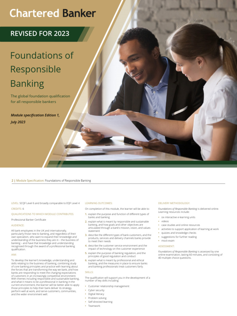 PBC Module Spec 2324 Updated Nov | PDF | Learning | Banks
