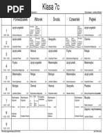 Plan Lekcji Szkoła Podstawowa NR 383 Im. Ks. Stefana Kard. Wyszyńskiego W Warszawie | PDF