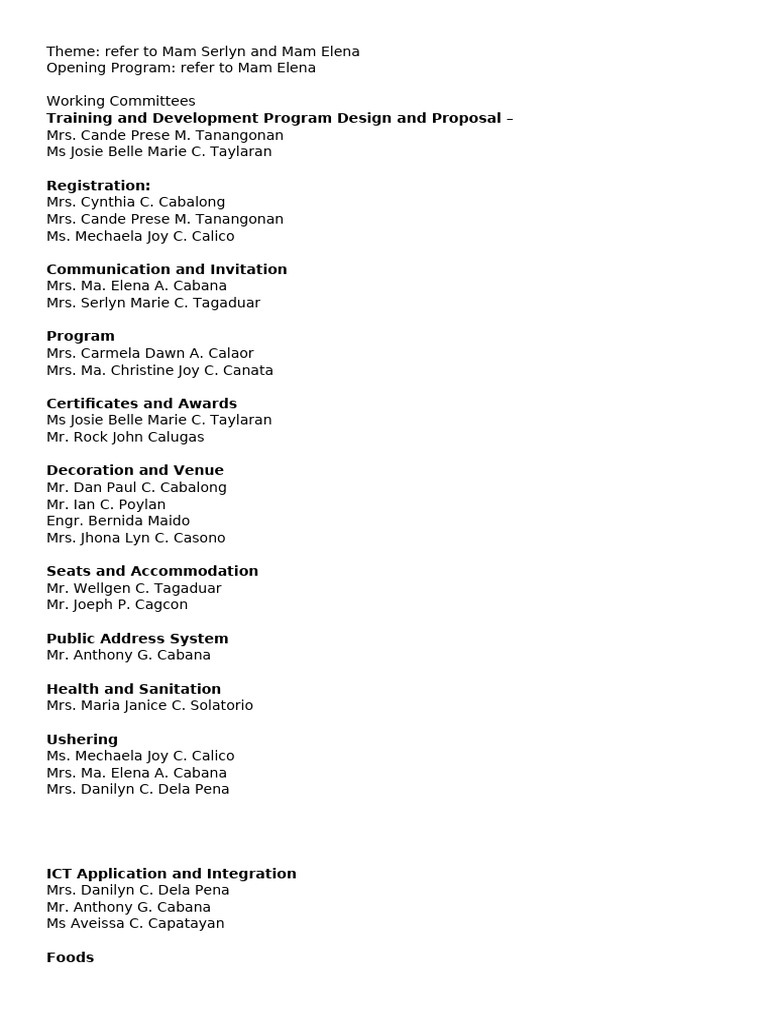 INSET Working Committees | PDF | Social Science