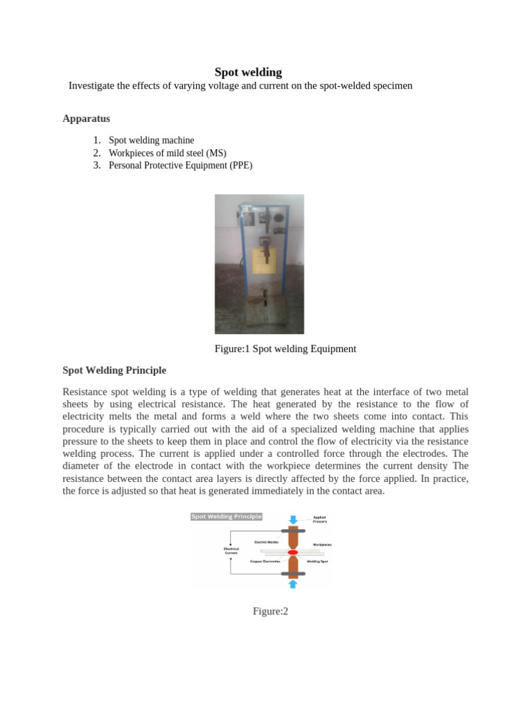 Experiment No 1 spot weld | PDF | Welding | Construction