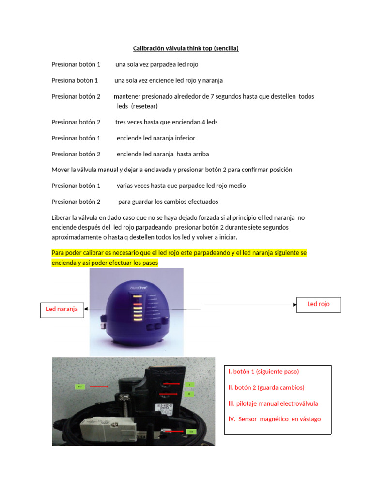 Calibración de Válvula Think Top | PDF