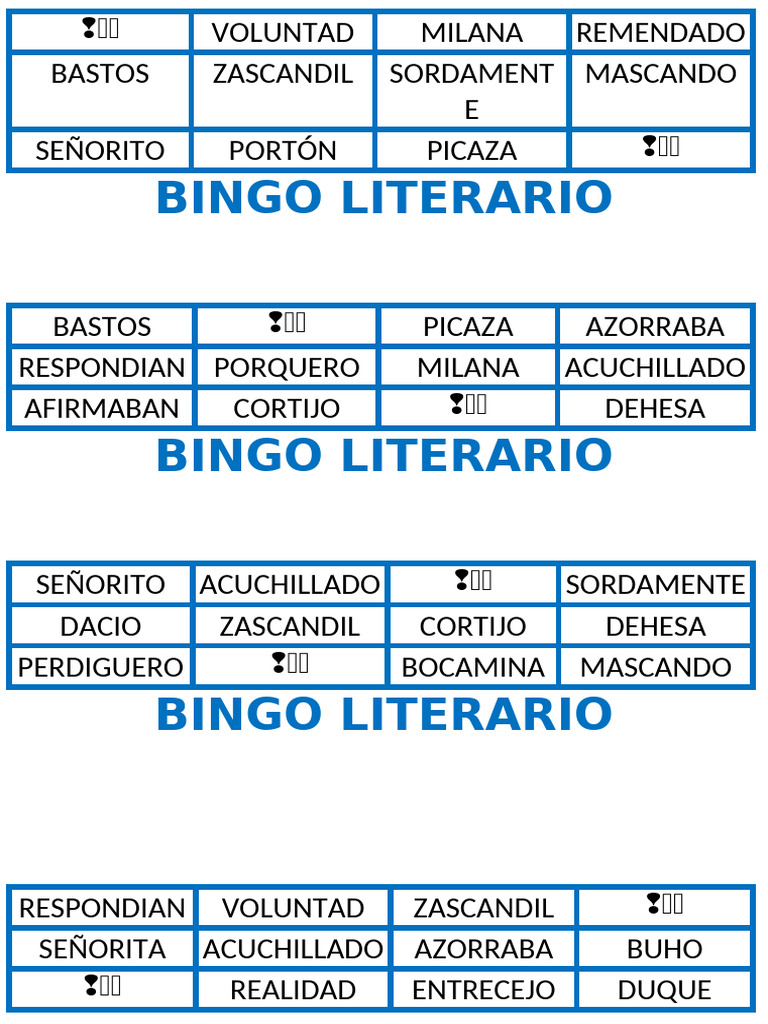 Bingo Literario Los Santos Inocentes | PDF