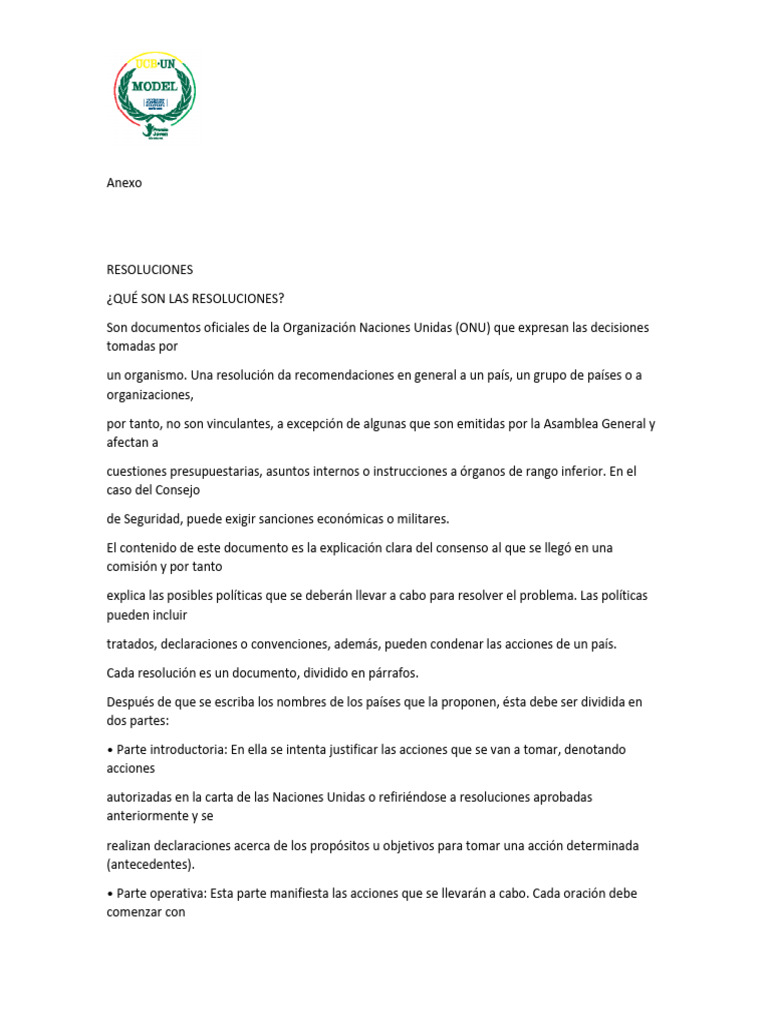 Resoluciones de la ONU: Definición y Ejemplo | PDF | Naciones Unidas ...