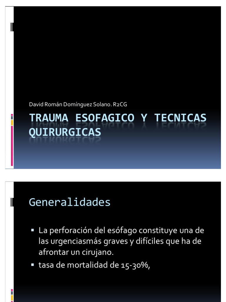 Trauma Esofagico y Tecnicas Quirurgicas | PDF | Lesión | Abdomen