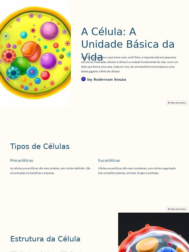A Celula A Unidade Basica Da Vida | PDF | Célula (Biologia) | Núcleo ...