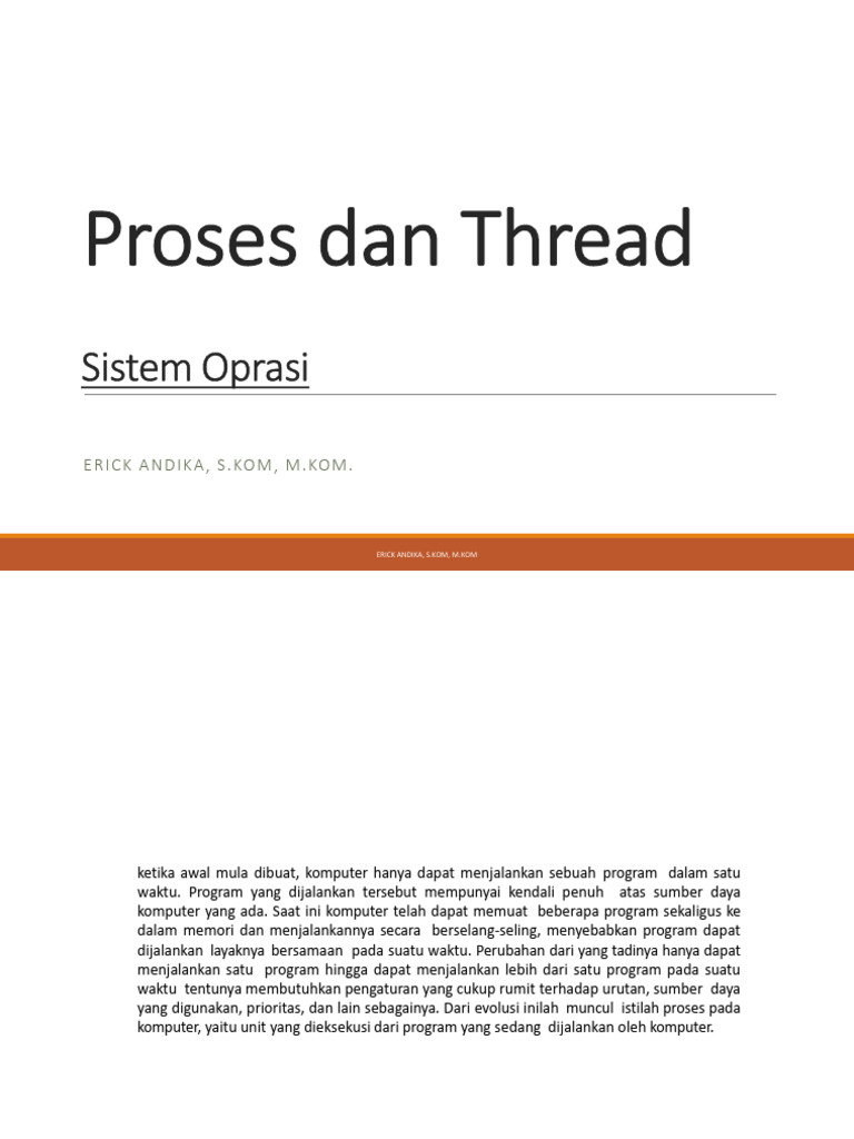 Proses dan Thread dalam Sistem Operasi | PDF | Komputer