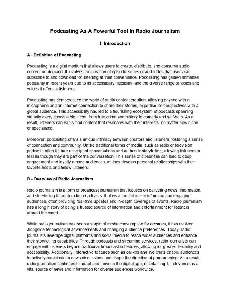 Podcasting As A Powerful Tool in Radio Journalism | PDF | Podcast ...