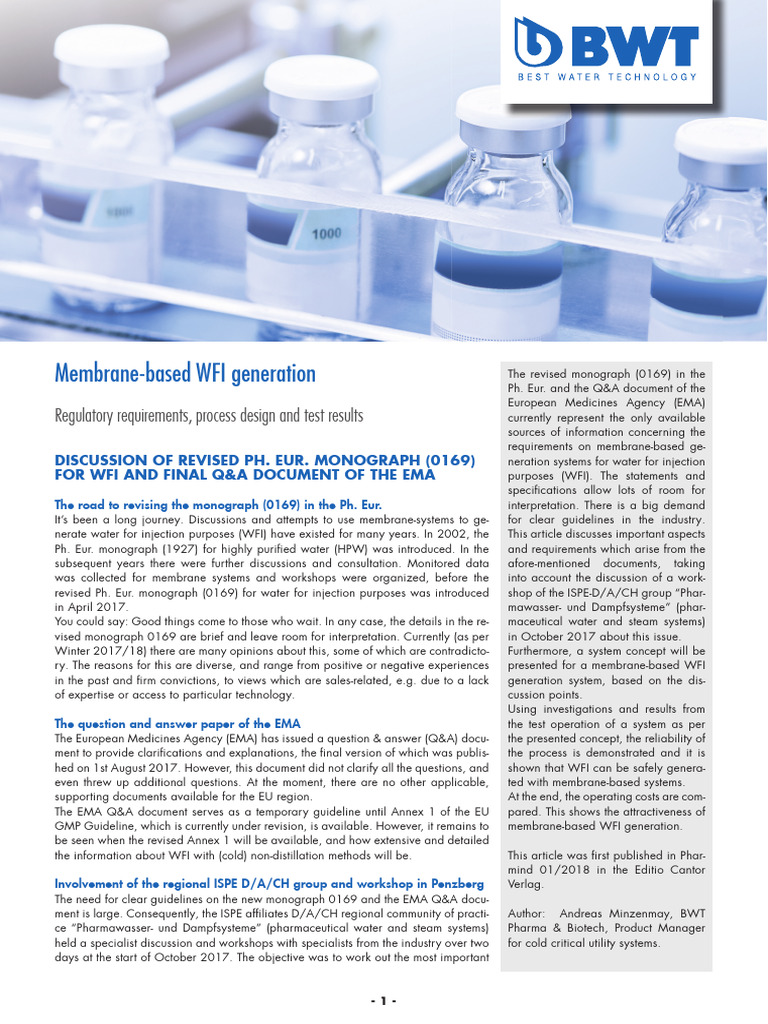 1802 Membrane-Based WFI en | PDF | Total Organic Carbon | Membrane