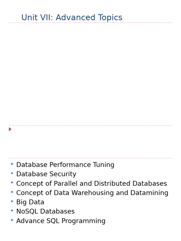 Unit VII Advanced Topics | PDF | Databases | Data Warehouse