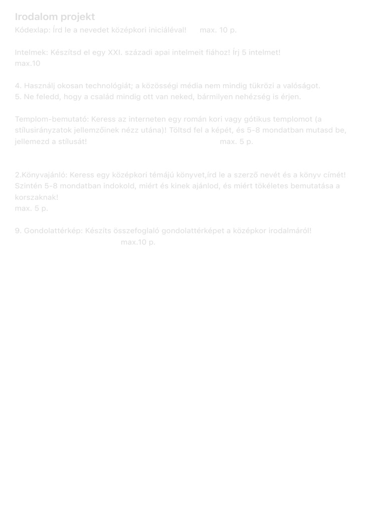 Irodalom Projekt | PDF