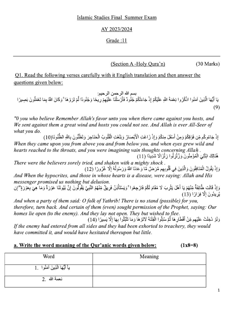 Islamic 1 | PDF