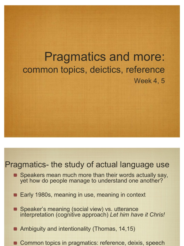 Deixis and Reference Week 5 | PDF
