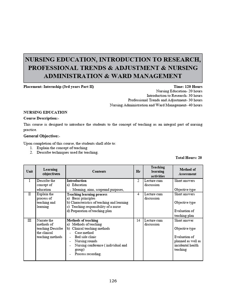 GNM EDUCATION RESEARCH ADMN Syllabus | PDF | Nursing | Lecture