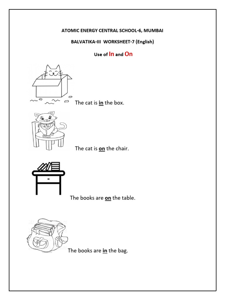 Balvatika-III Prepositions Worksheet | PDF | Wellness | Science ...