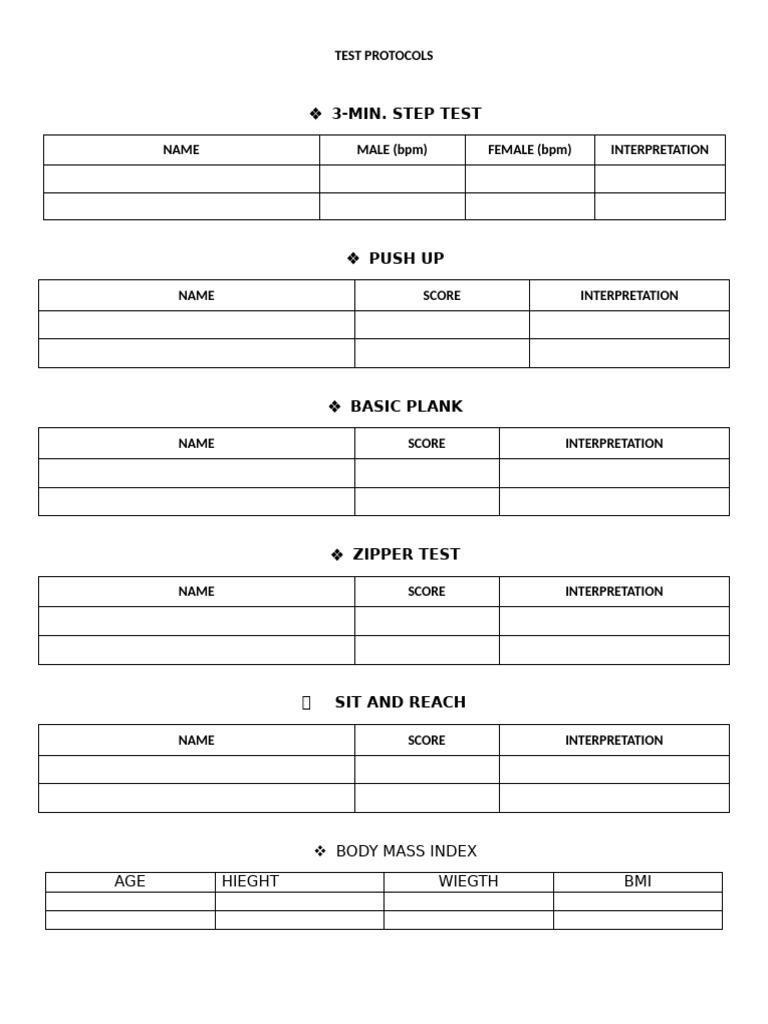 Fitness Test Protocols Guide | PDF