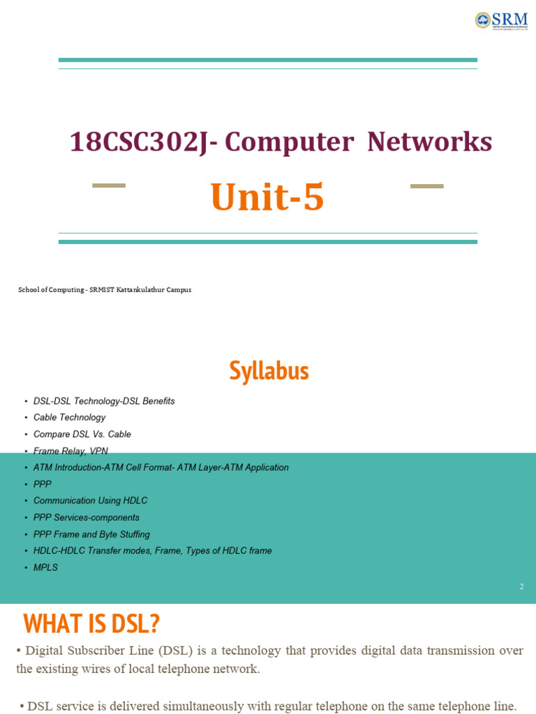 CN Unit-5 | PDF | Digital Subscriber Line | Asynchronous Transfer Mode