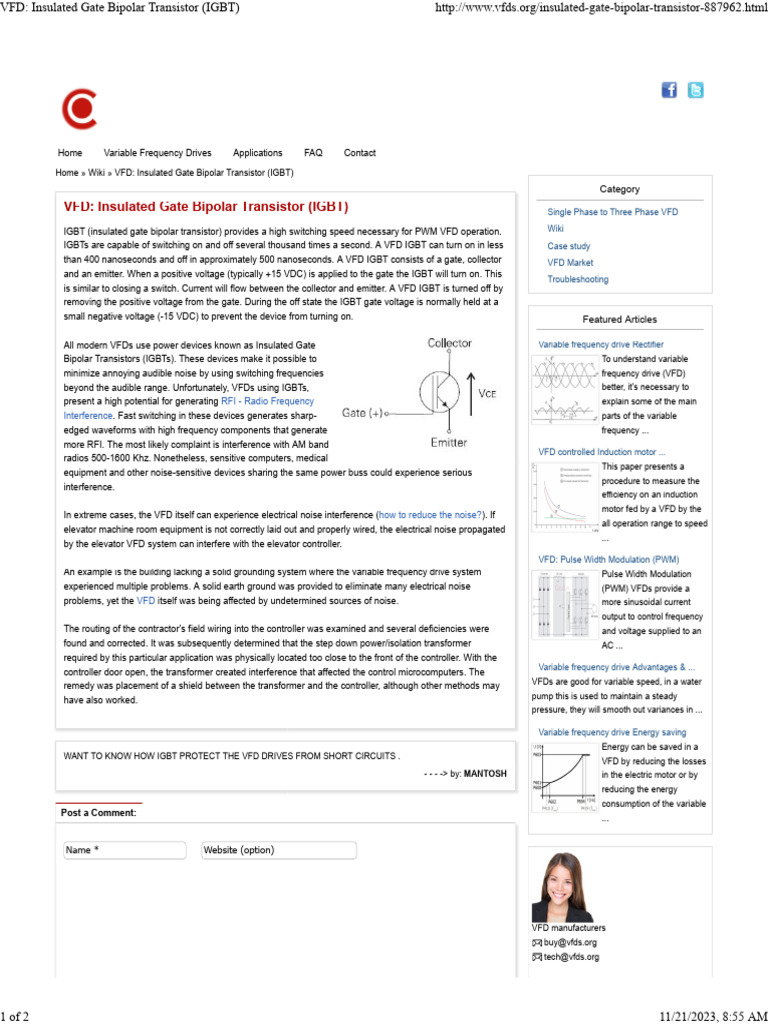 VFD Insulated Gate Bipolar Transistor (IGBT) | PDF | Field Effect ...