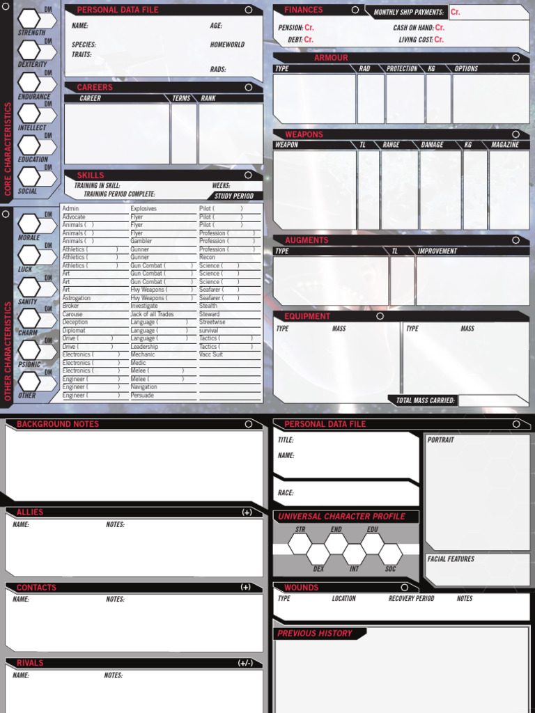 0 Traveller Character Sheet | PDF | Military Science | Military Technology